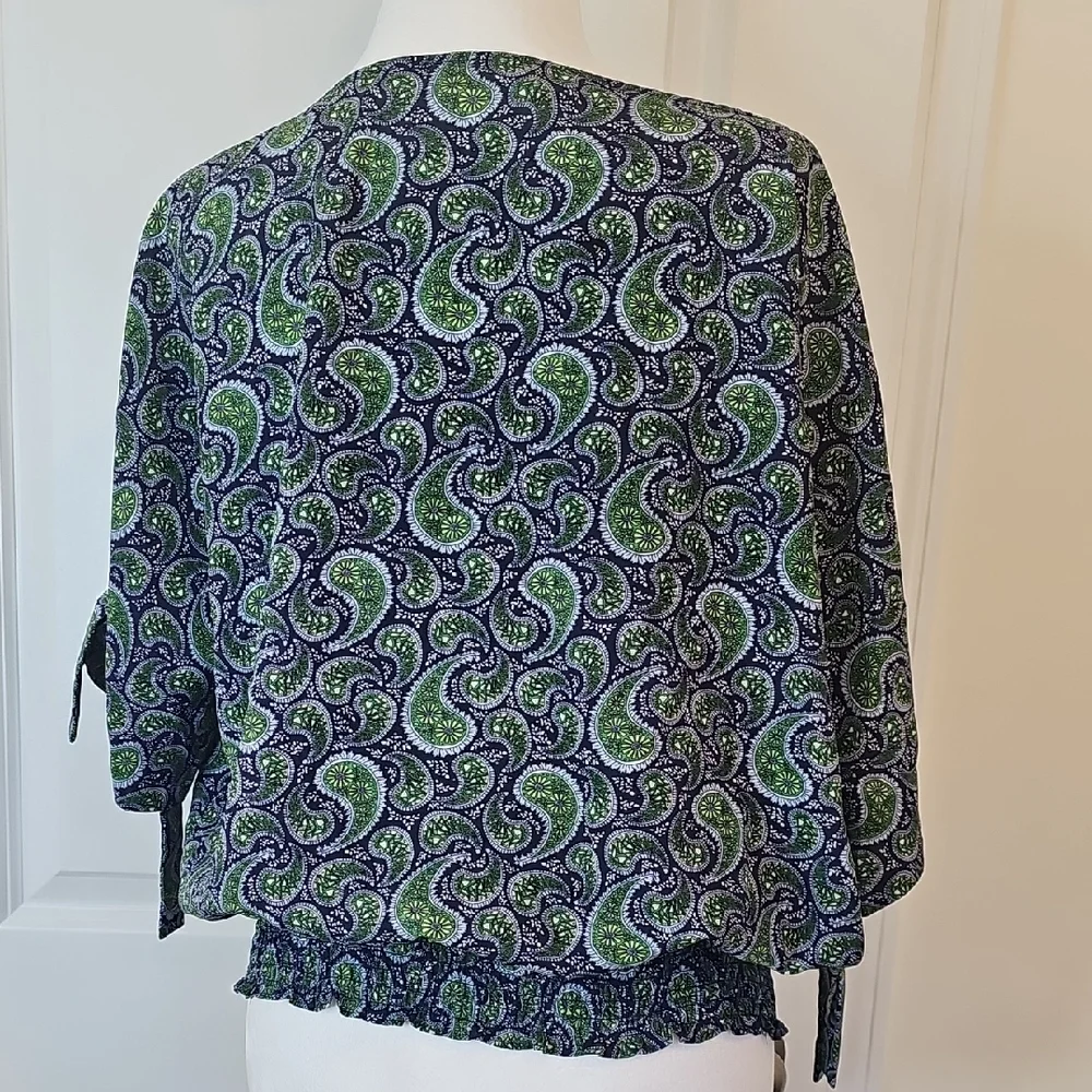Michael Kors | Tops | Michael Kors Green And Purple Paisley Blouse ...